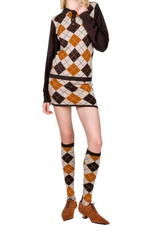 Anna Sui Argyle Knit Mini Skirt