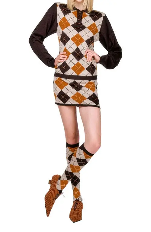 Anna Sui Argyle Knit Mini Skirt