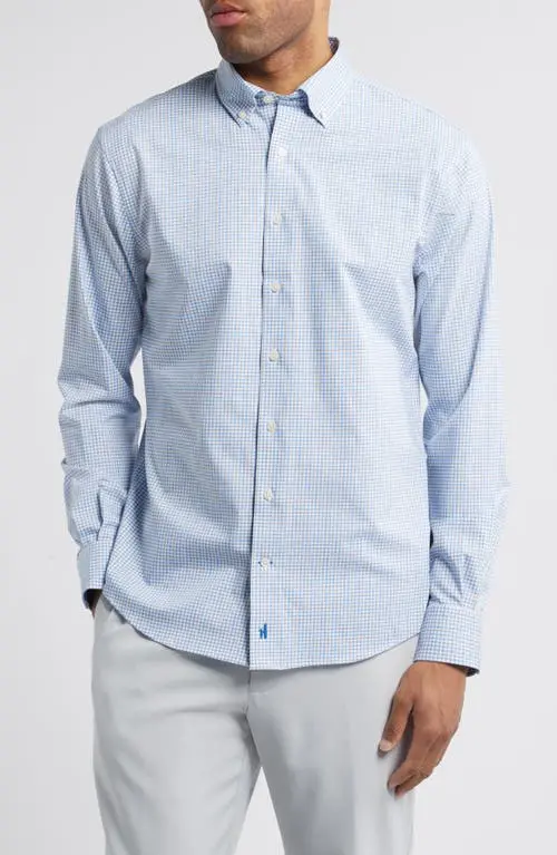 Johnnie-o Koby Gingham Performance Button-down Shirt - Navy