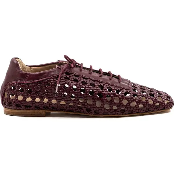 ANDREA GOMEZ Antonia Woven Leather Flat - Burgundy