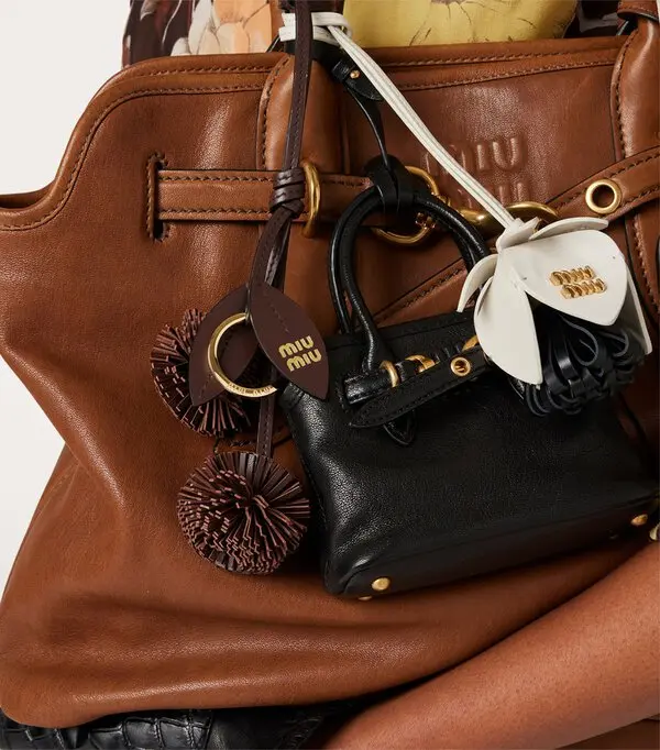Miu Miu Leather Keyring - Brown