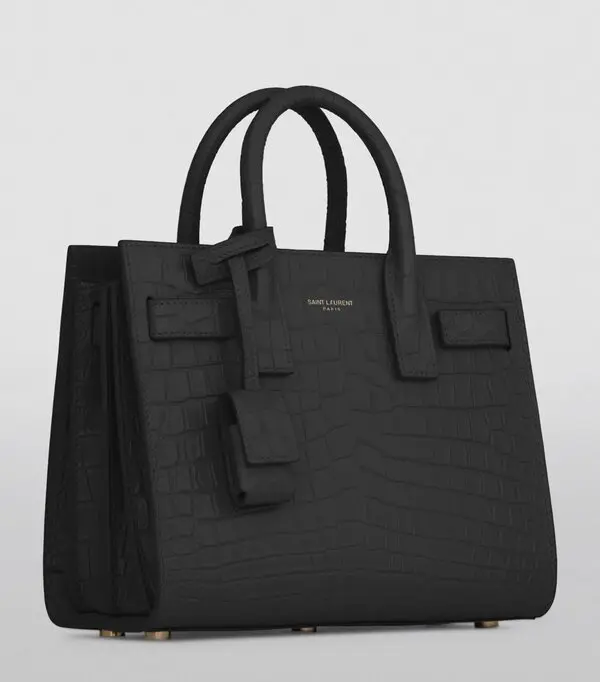 Saint Laurent Nano Sac De Jour Croc-embossed Tote Bag - Black
