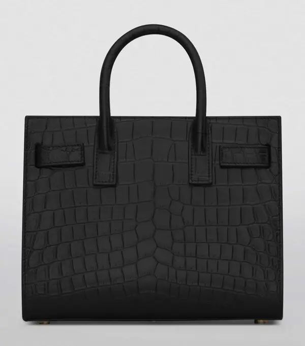 Saint Laurent Nano Sac De Jour Croc-embossed Tote Bag - Black