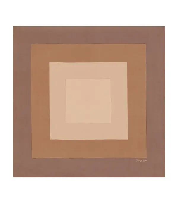 Saint Laurent Silk Geometric Print Scarf - Brown