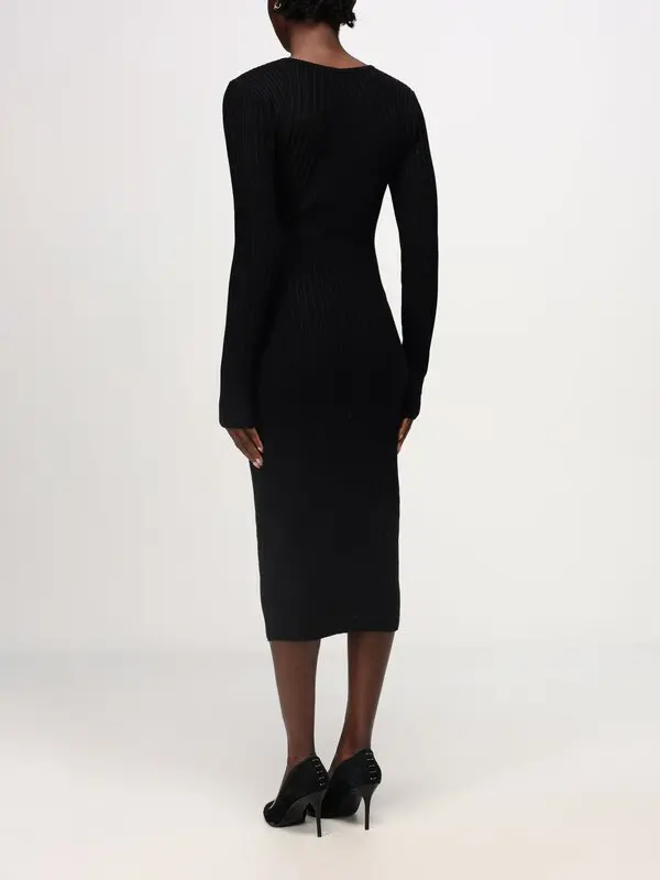 Just Cavalli Long Sleeve V-neck Midi Dress With Embellishment