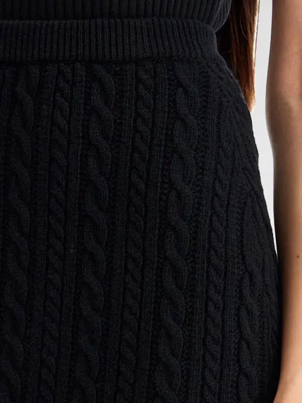 Alessandra Rich Ribbed Knit Midi Skirt