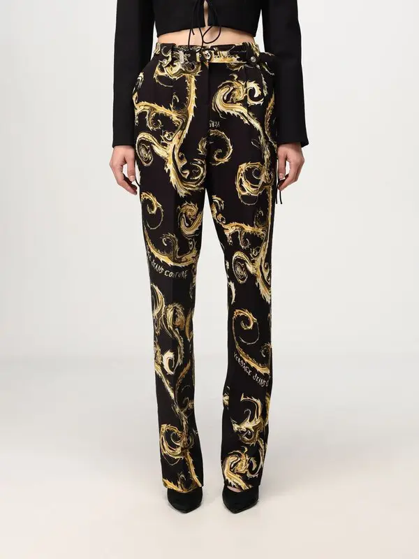 slim fit dress slacks Plus Size - Audrey Tailored Ponte Pants - Black with Gold Buttons - Size S main image 1