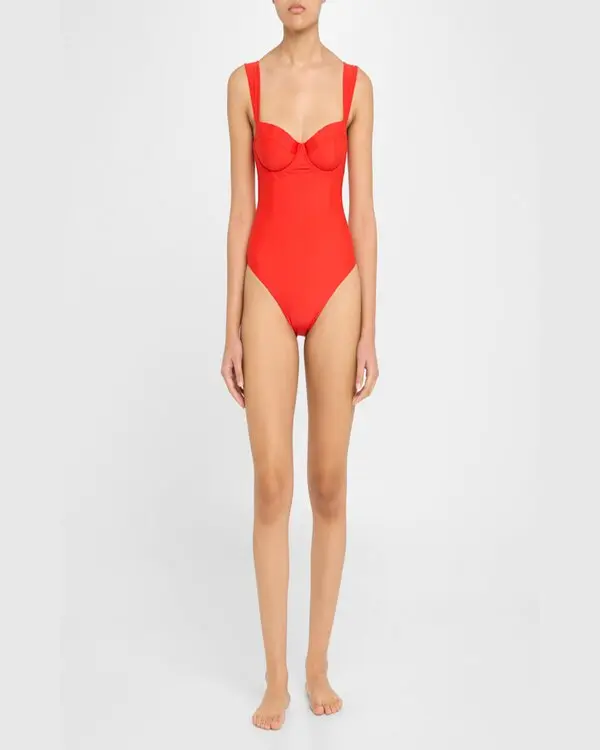 Simkhai Kyle Bustier One-piece Swimsuit - Fiery Red