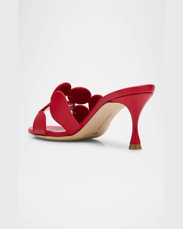 Manolo Blahnik Haribalmu Leather Slide Sandals - Red
