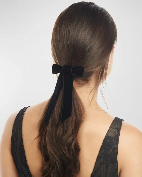 JENNIFER BEHR Velvet Bow Barrette - Black