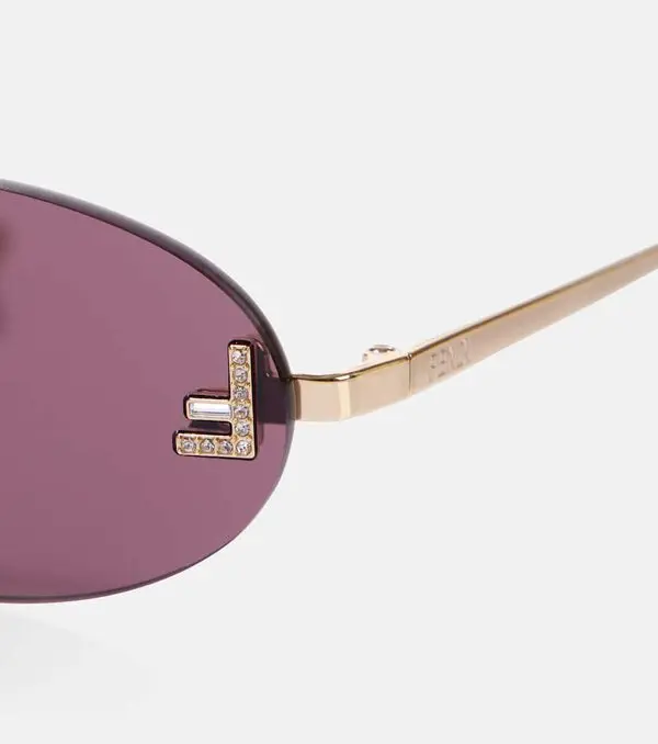 Fendi Crystal Oval Sunglasses - Purple
