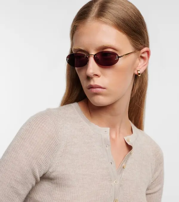Fendi Crystal Oval Sunglasses - Purple