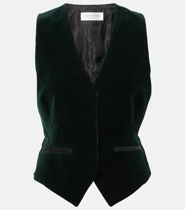 Victoria Beckham Velvet Vest - Green