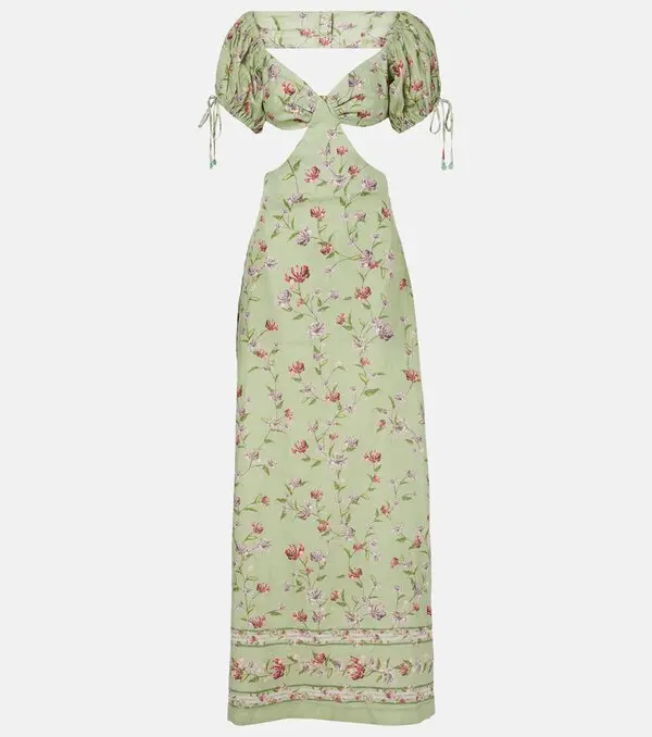 Agua Bendita Cielo Honeysuckle Floral Maxi Dress - Green