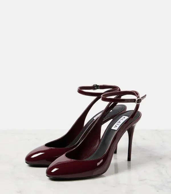 Alaïa Décolleté 90 Patent Leather Pumps - Burgundy