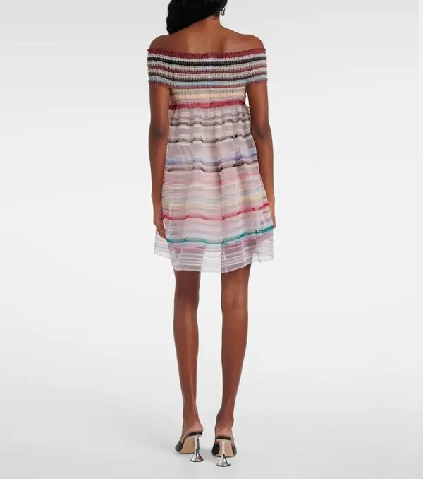 SUSAN FANG Striped Off-shoulder Minidress