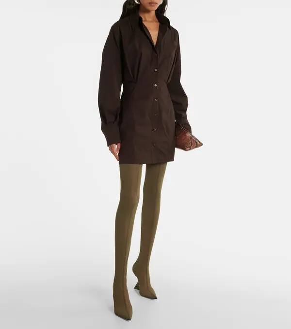 Attico Cotton-blend Shirt Dress - Brown