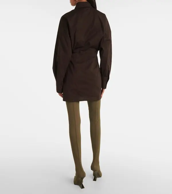 Attico Cotton-blend Shirt Dress - Brown