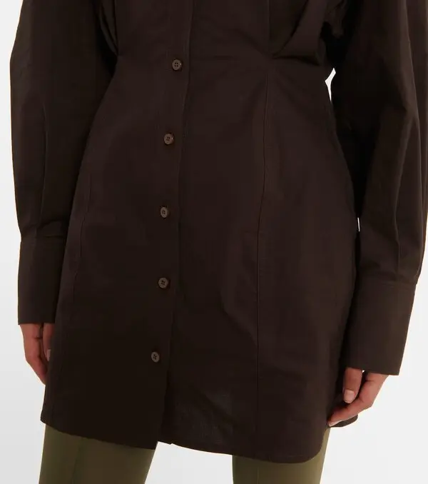 Attico Cotton-blend Shirt Dress - Brown