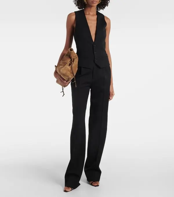 Saint Laurent Tailored Wool Tuxedo Pants