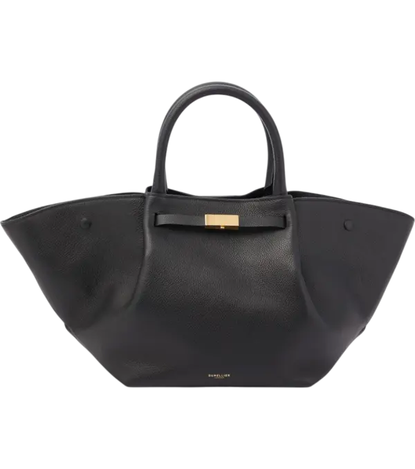 DEMELLIER New York Midi Leather Tote Bag - Black