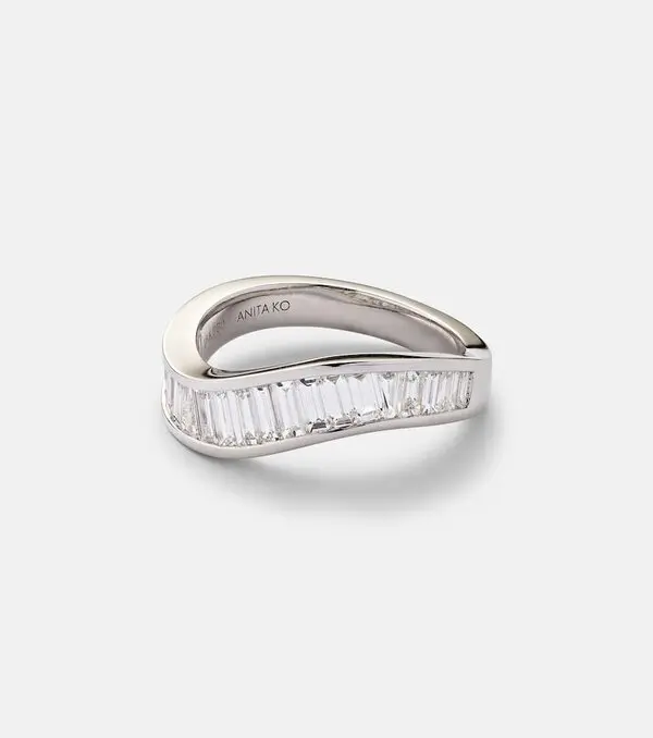ANITA KO Wave 18kt White Gold Diamond Ring - Silver