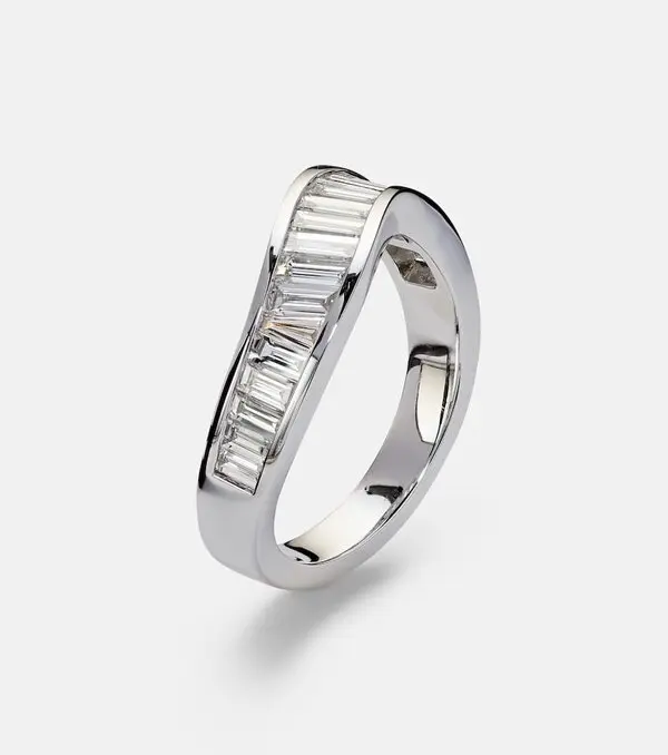ANITA KO Wave 18kt White Gold Ring With Diamonds - Silver