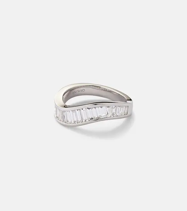 ANITA KO Wave 18kt White Gold Ring With Diamonds - Silver