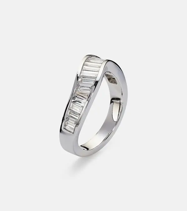 ANITA KO Wave 18kt White Gold Ring With Diamonds - Silver