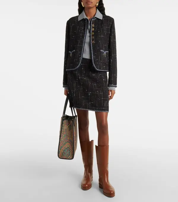 Etro Cotton-blend Tweed Miniskirt