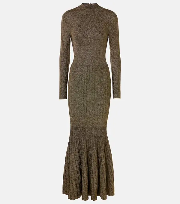 Staud Raquel Lamé Maxi Dress - Metallic