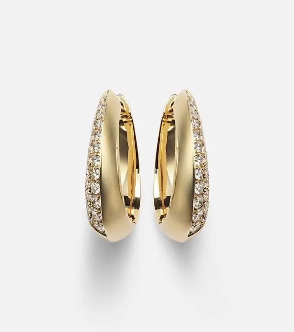 ANITA KO 18kt Yellow Hoop Earrings With Diamonds - Gold
