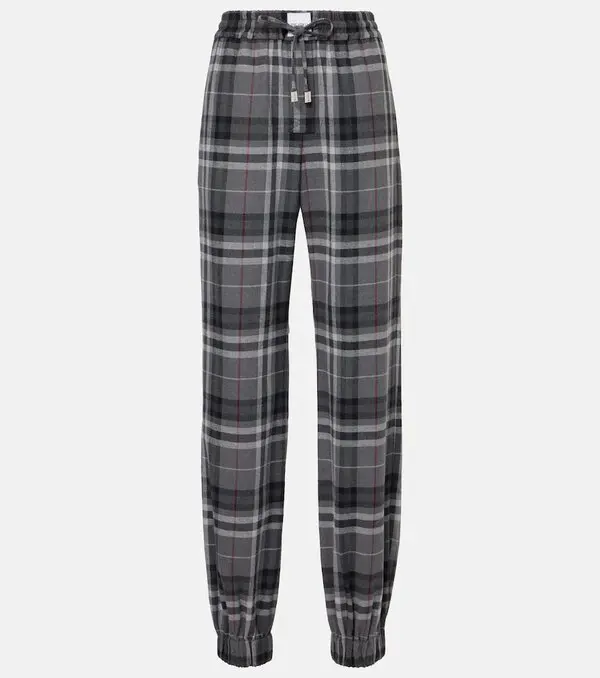 Attico Plaid Cotton-blend Sweatpants - Grey
