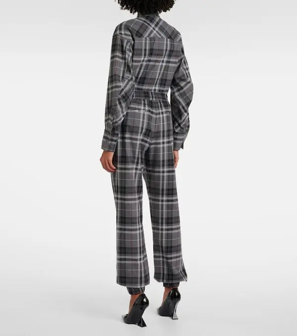Attico Plaid Cotton-blend Sweatpants - Grey