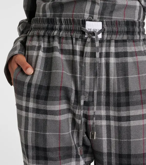 Attico Plaid Cotton-blend Sweatpants - Grey