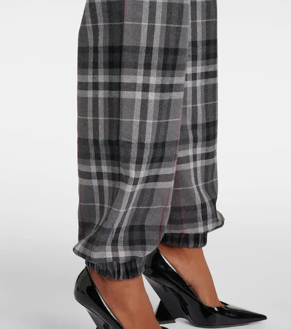 Attico Plaid Cotton-blend Sweatpants - Grey