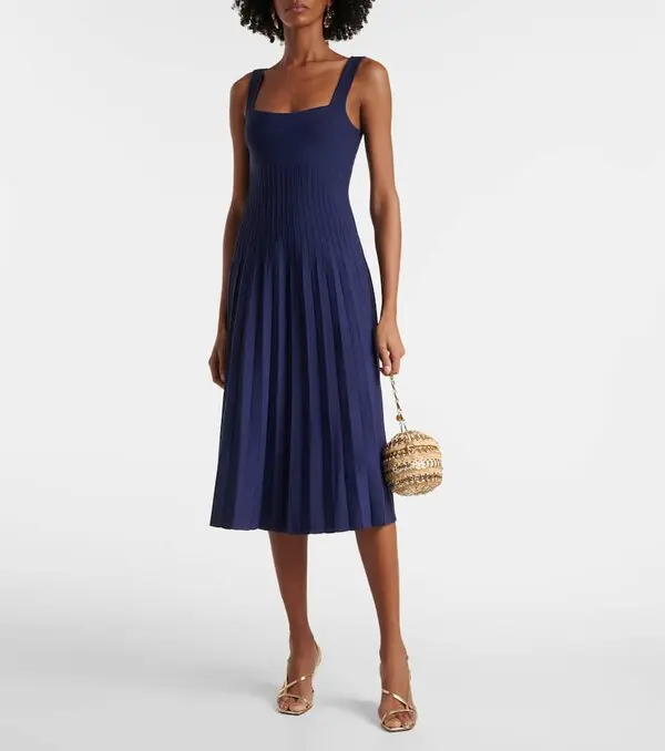 Staud Ellison Pleated Midi Dress