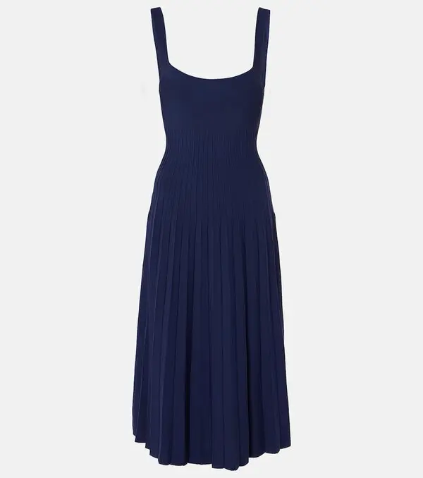 Staud Ellison Pleated Midi Dress - Black