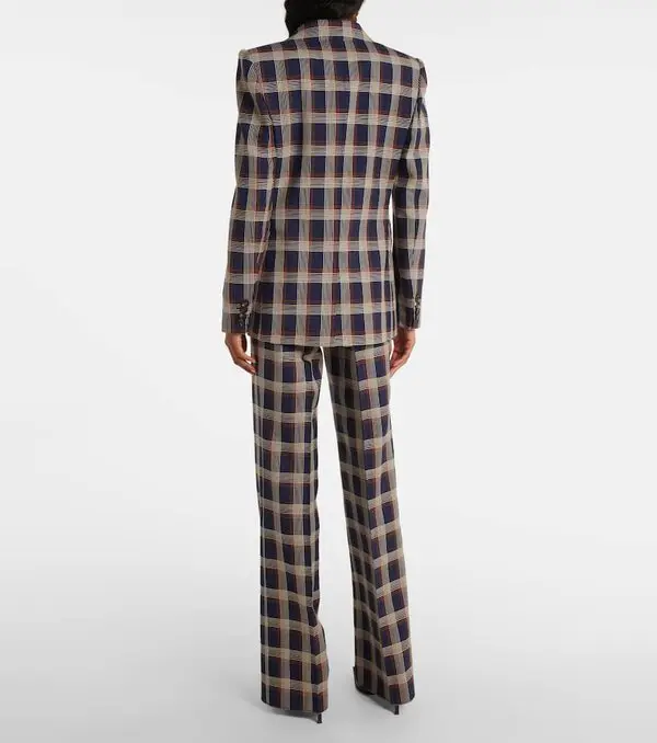 Etro Checked Wool Blazer - Blue