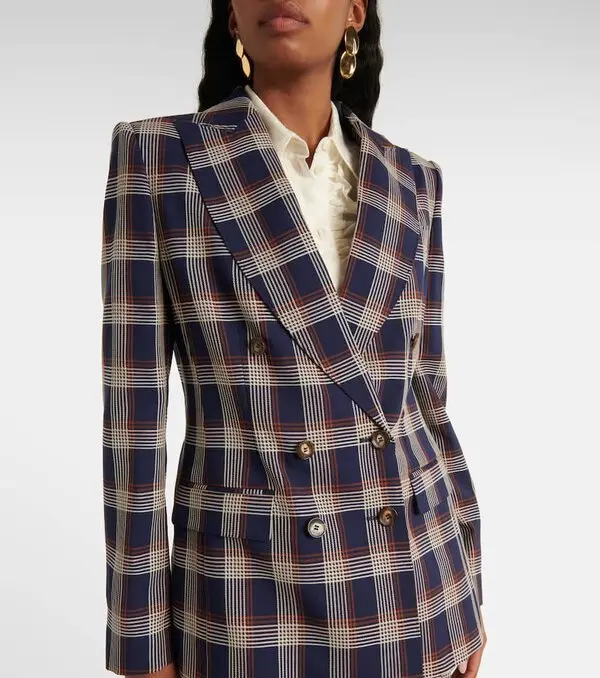 Etro Checked Wool Blazer - Blue