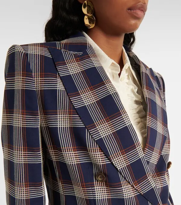 Etro Checked Wool Blazer - Blue