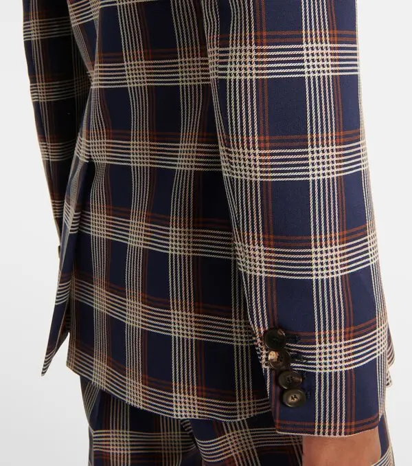 Etro Checked Wool Blazer - Blue