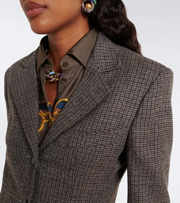 Etro Checked Wool Blazer - Brown