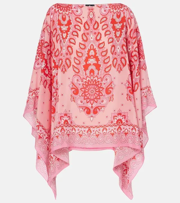 Etro Printed Silk Poncho