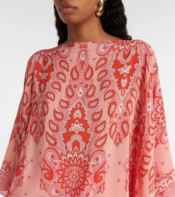 Etro Printed Silk Poncho