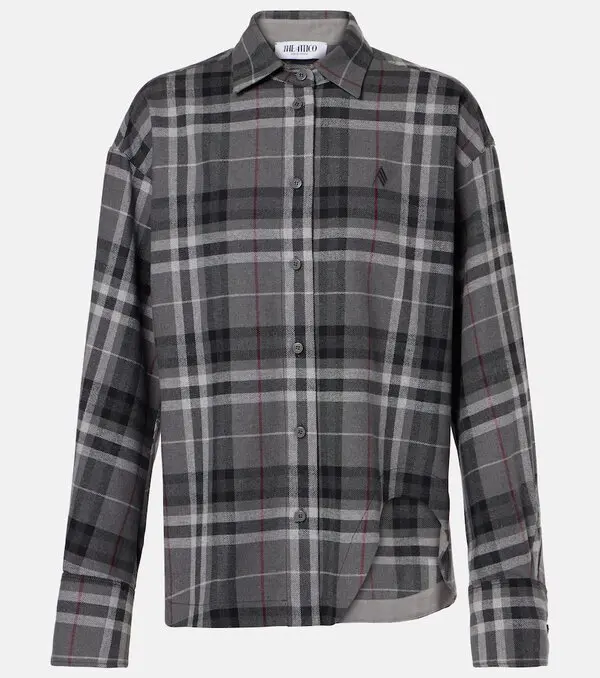 Attico Checked Cotton-blend Shirt - Grey