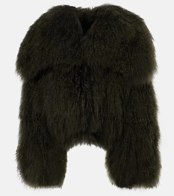 Attico Shearling Bomber Jacket - Green