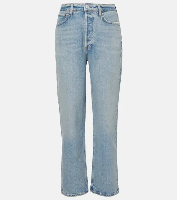 AGOLDE 90s Pinch Waist Cropped High-rise Straight Jeans - Blue