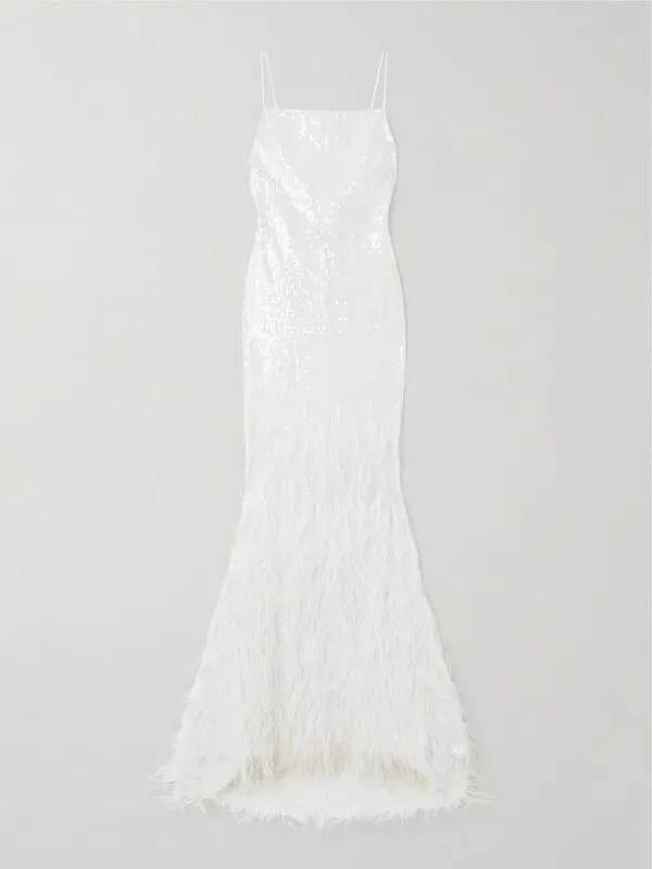 Retrofete Odessa Feather-trimmed Gown - White