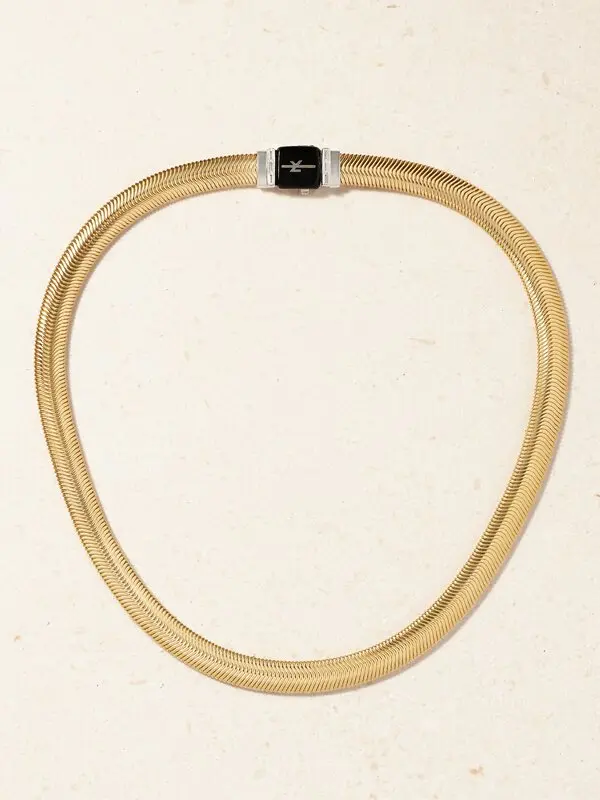 Nikos Koulis Feelings Diamond And Enamel Necklace - Gold